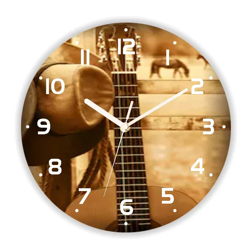 Rustic Western Cowboy Wall Clock for Farmhouse Old American Country ...