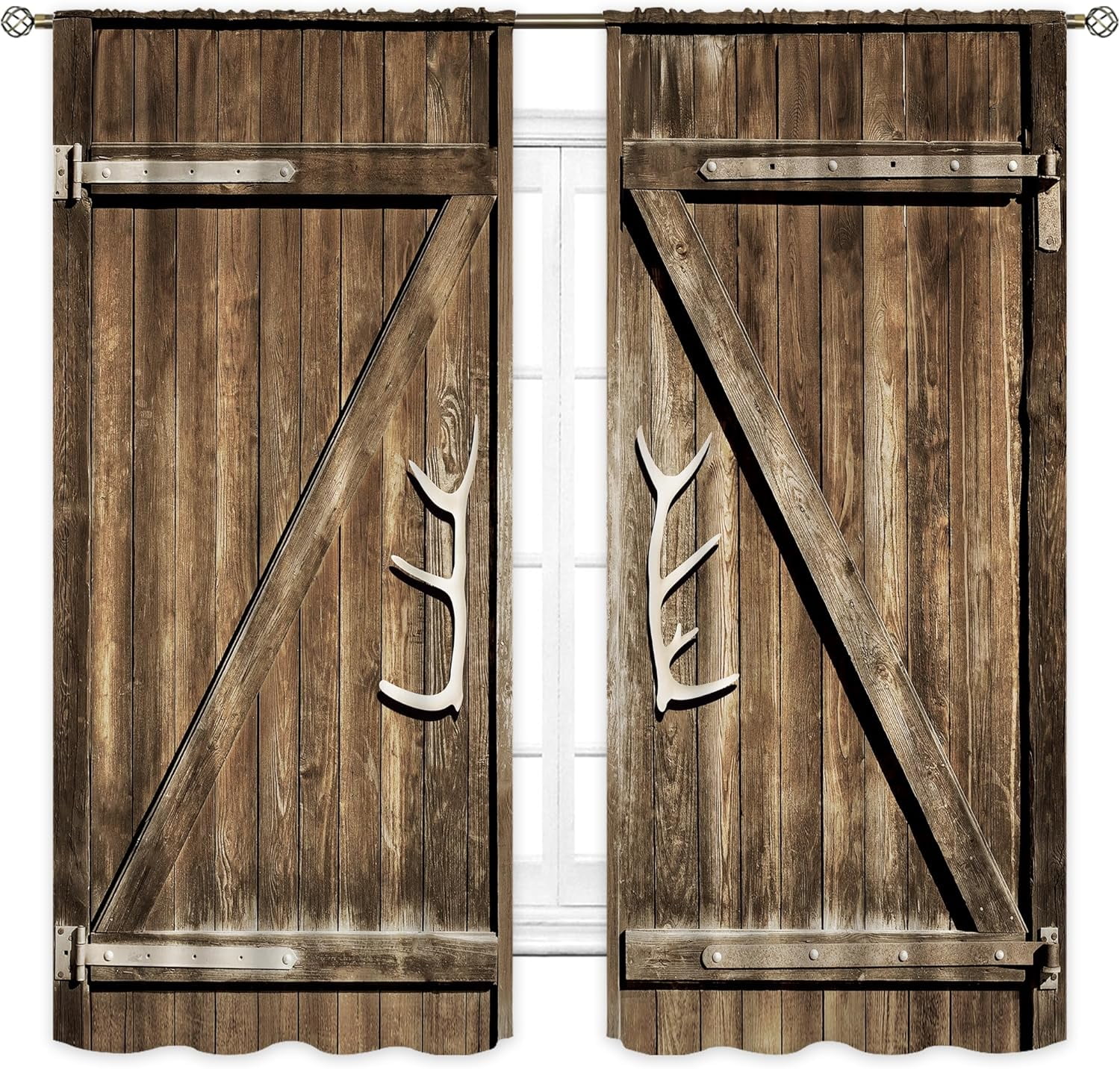 Rustic Western Curtains 42W x 63L Inch Rod Pocket Farmhouse Wooden ...