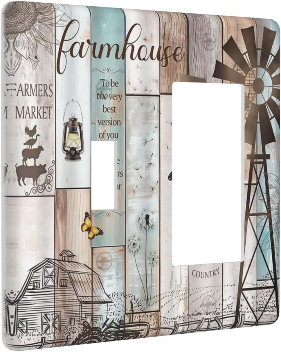 Rustic Western Farmhouse Windmill 2 Gang Light Switch Covers Vintage ...