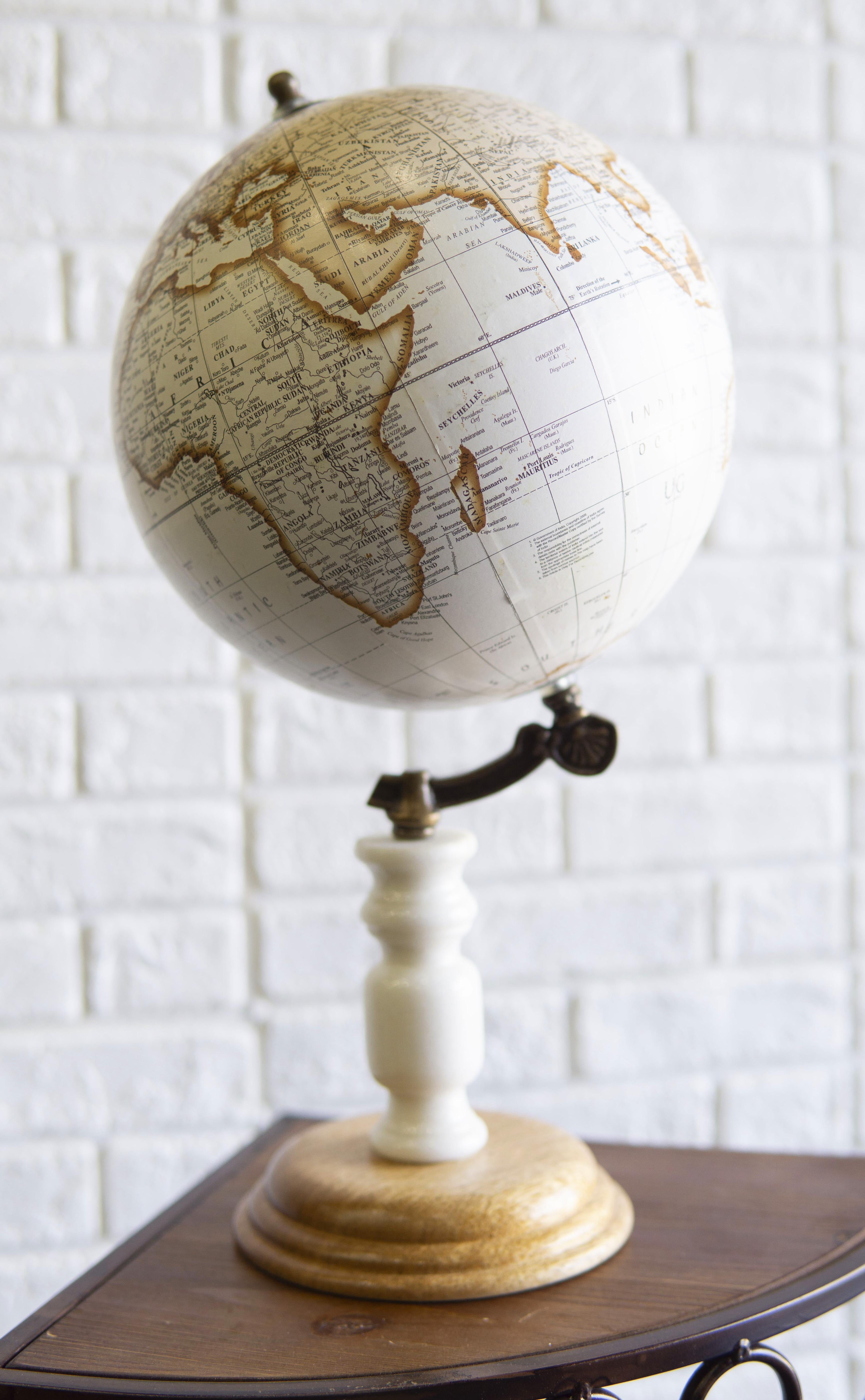 Rustic Western Farmhouse World Atlas Map Globe Desktop Standing Decor ...