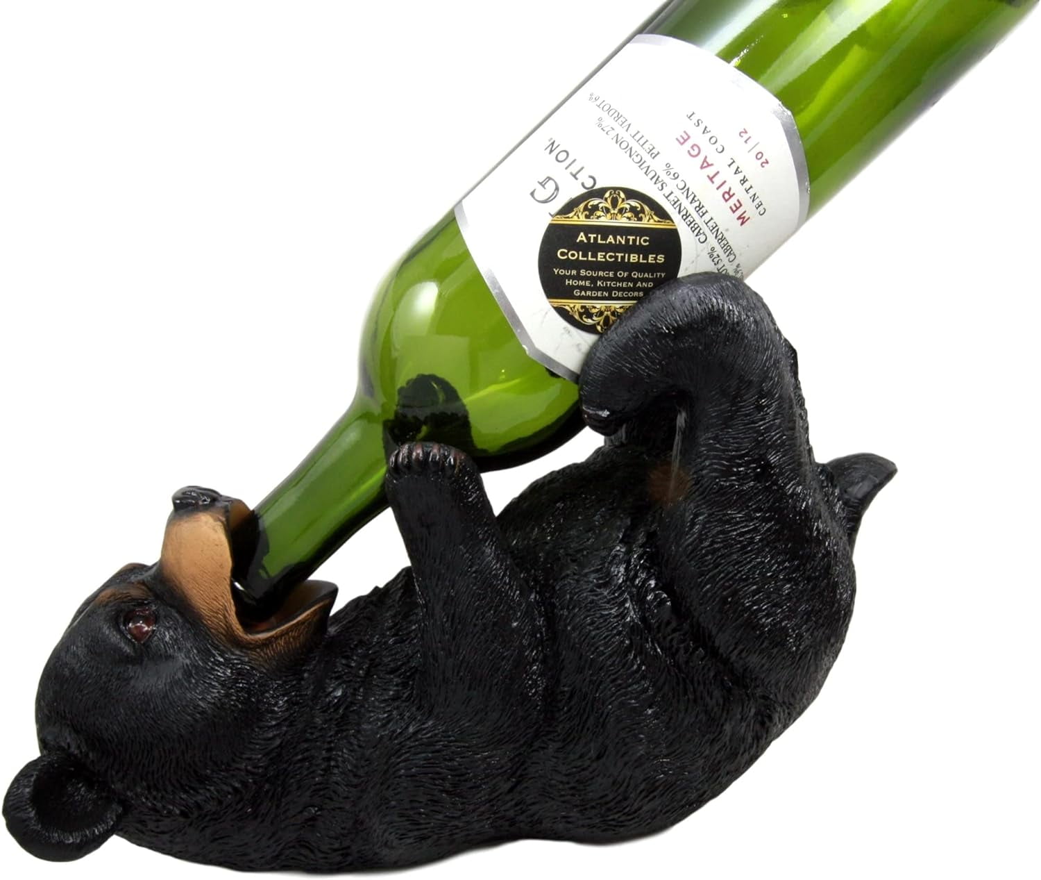 Rustic Western Forest Animal Drunken Black Bear Wine Oil Bottle Holder ...