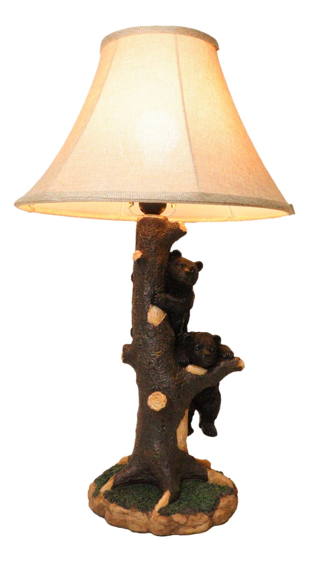 Rustic Western Forest Playful Black Bear Cubs Climbing On Tree Trunk ...