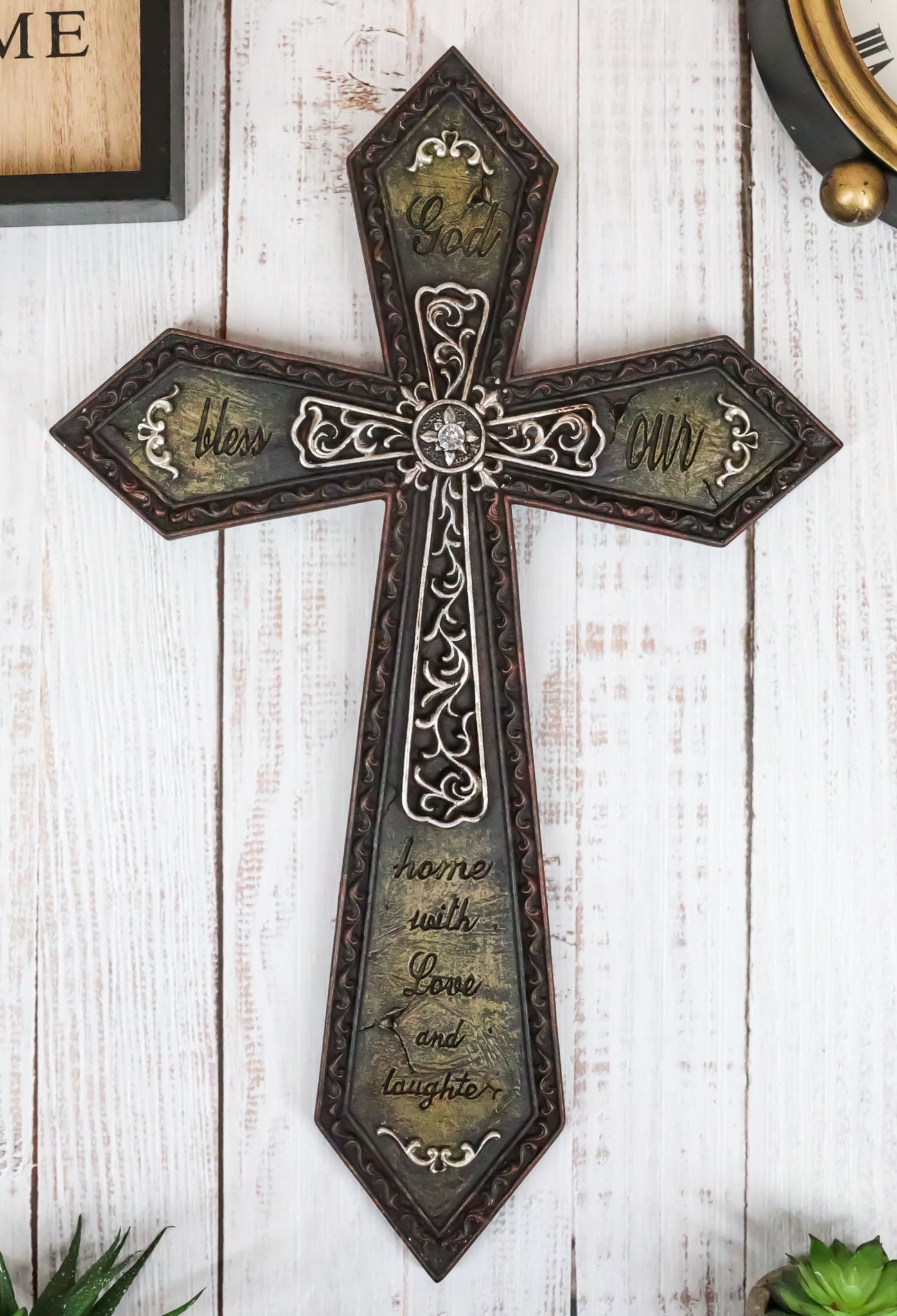 Rustic Western God Bless Our Home With Love And Laughter Scroll Art ...
