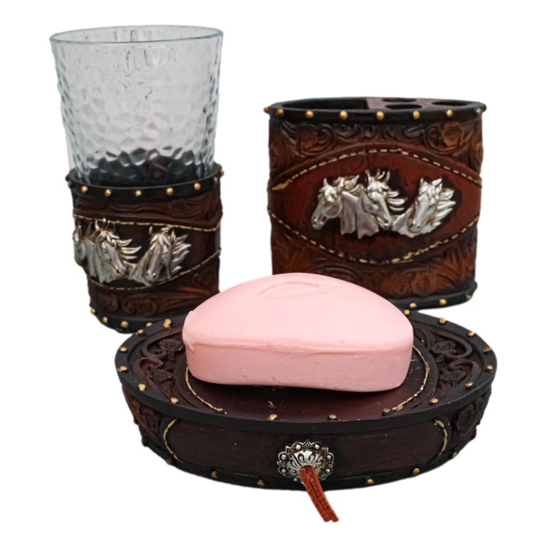 Horse Tooled Leather Bath Set 3 Pcs Amazon.com: SLC Leather Headstalls