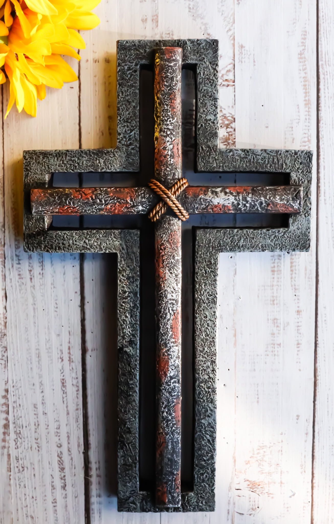 Rustic Western Layered Rust Finish Crossed Ropes Wall Cross Christian ...
