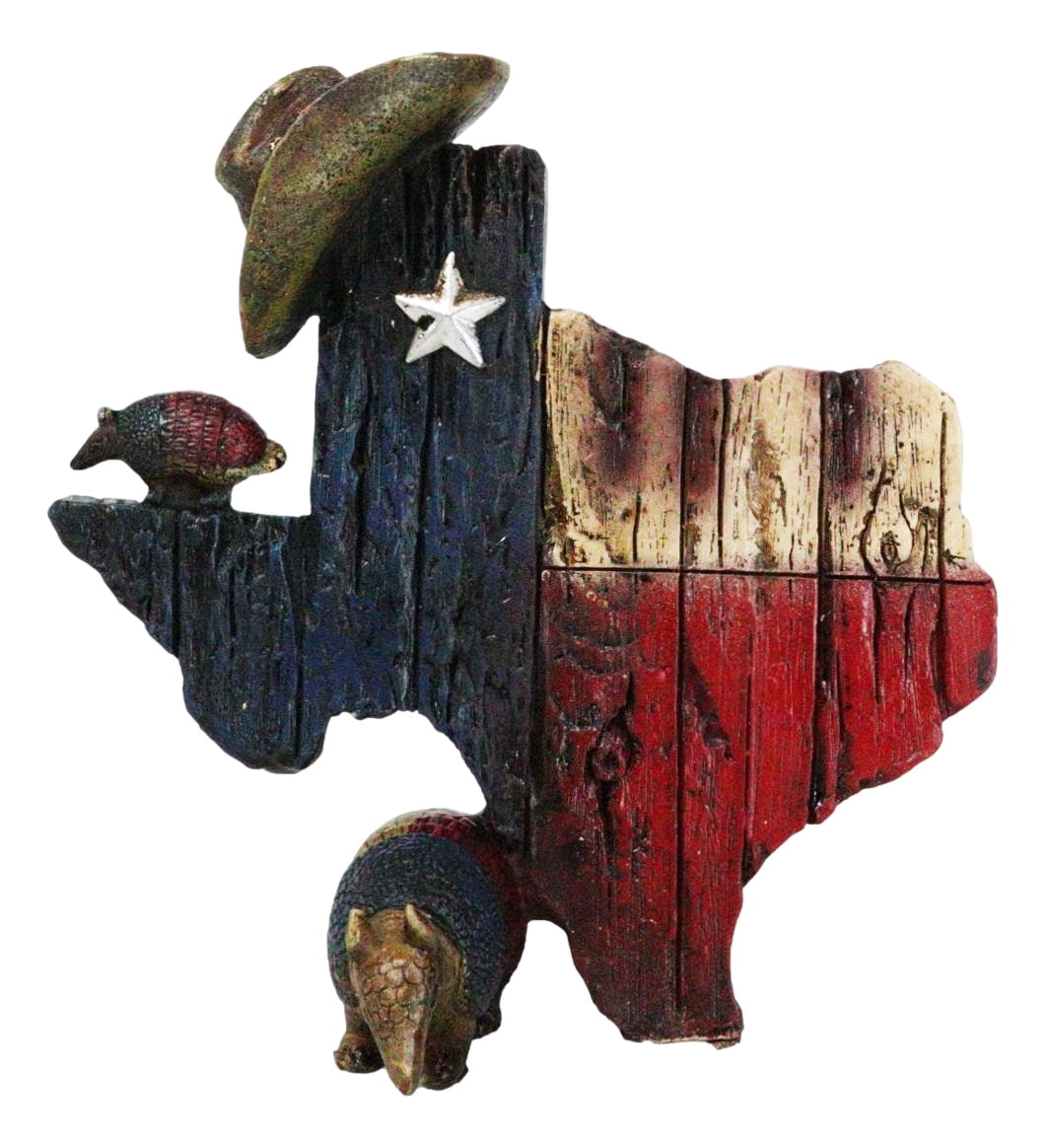 Rustic Western Lone Star State Texas Map with Armadillos and Cowboy Hat ...