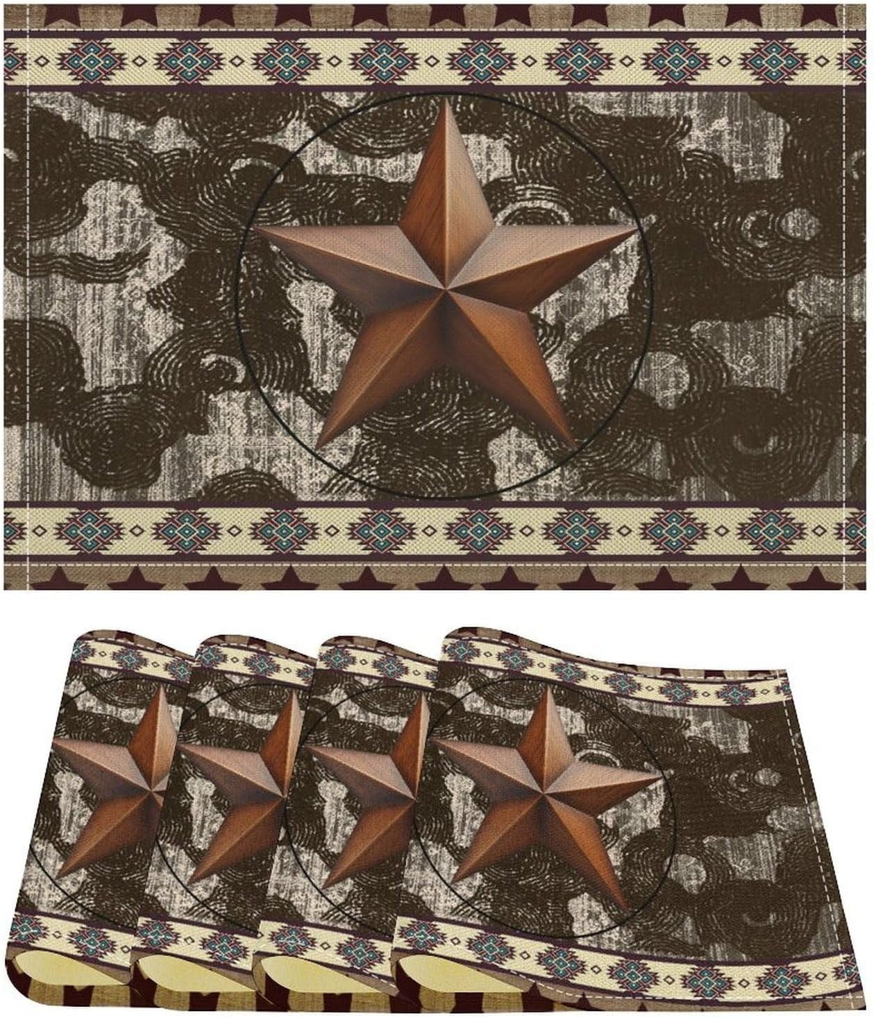 Rustic Western Placemats Set of 4,Vintage Barn Door Country Farmhouse ...