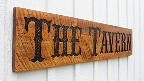 Rustic Western Tavern Sign - Solid Wood, Distressed Charm for Your Bar ...