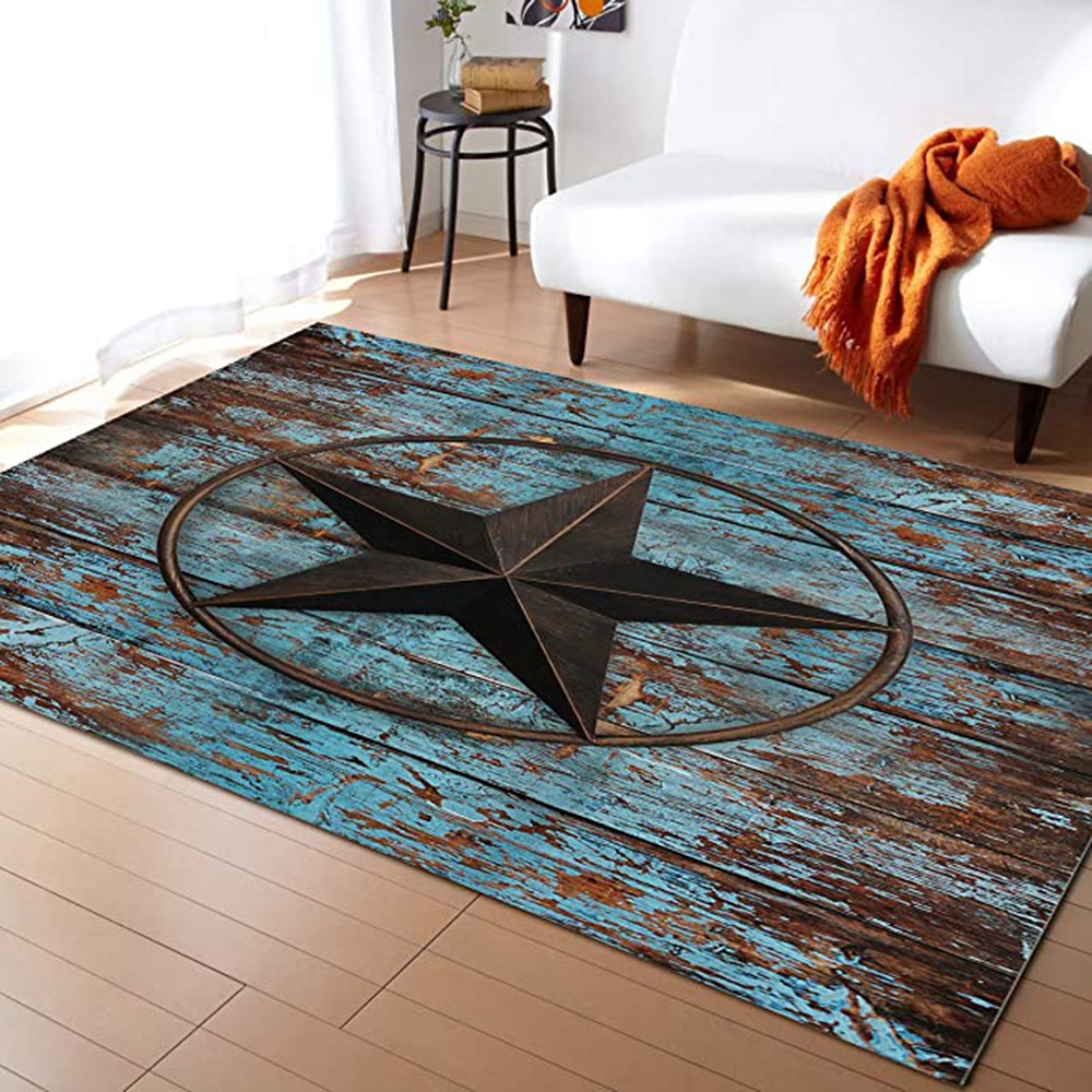 Rustic Western Texas Star Wood Panel Style Modern Area Mats NonSlip ...