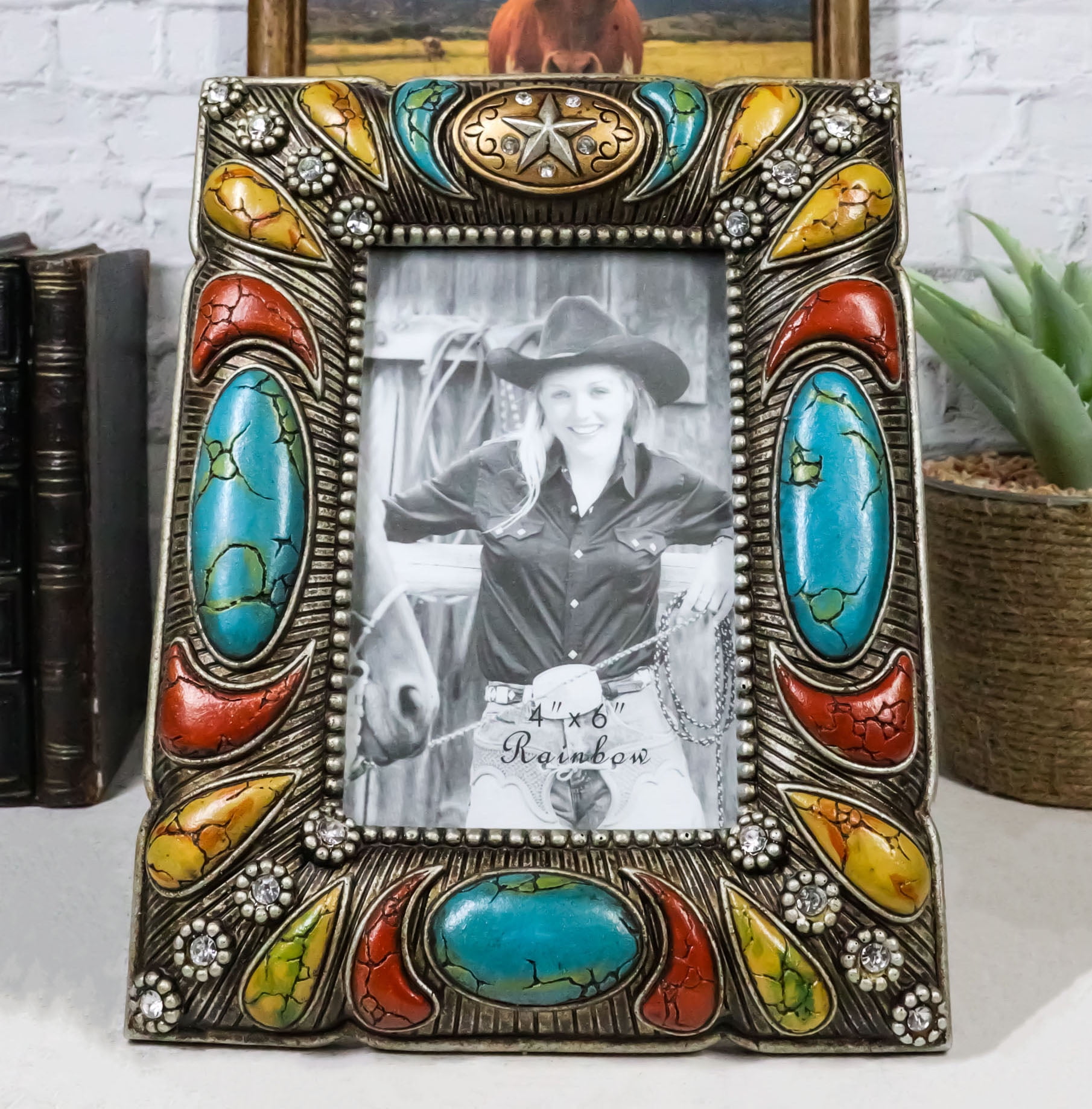 Rustic Western Turquoise Red And Gold Teardrop Gems 6X4 Picture Photo ...