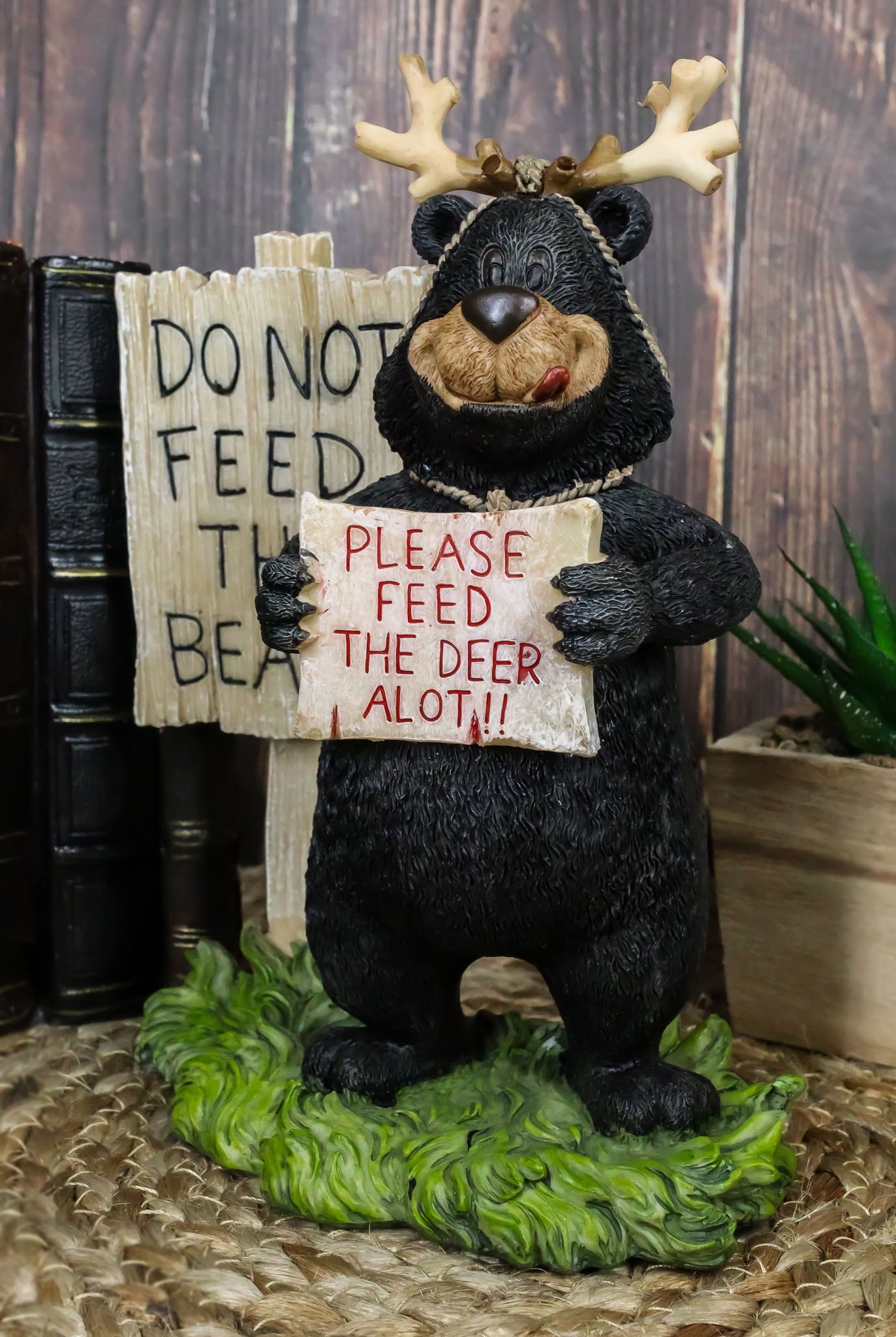 Rustic Western Resin Tabletop Figurine: Whimsical Black Bear with ...