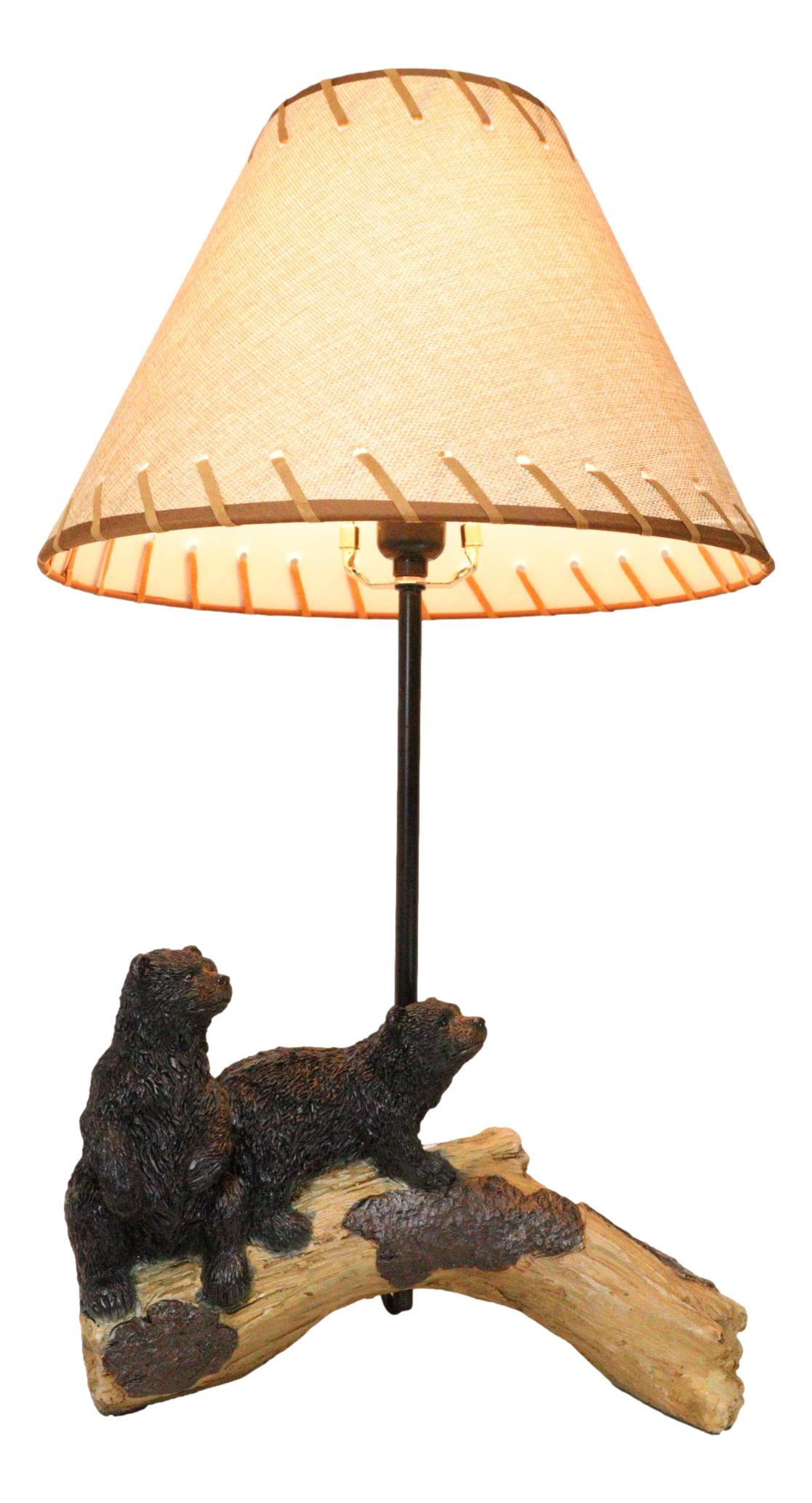 Rustic Western Whimsical Forest Black Bears Resting On Tree Log Table ...