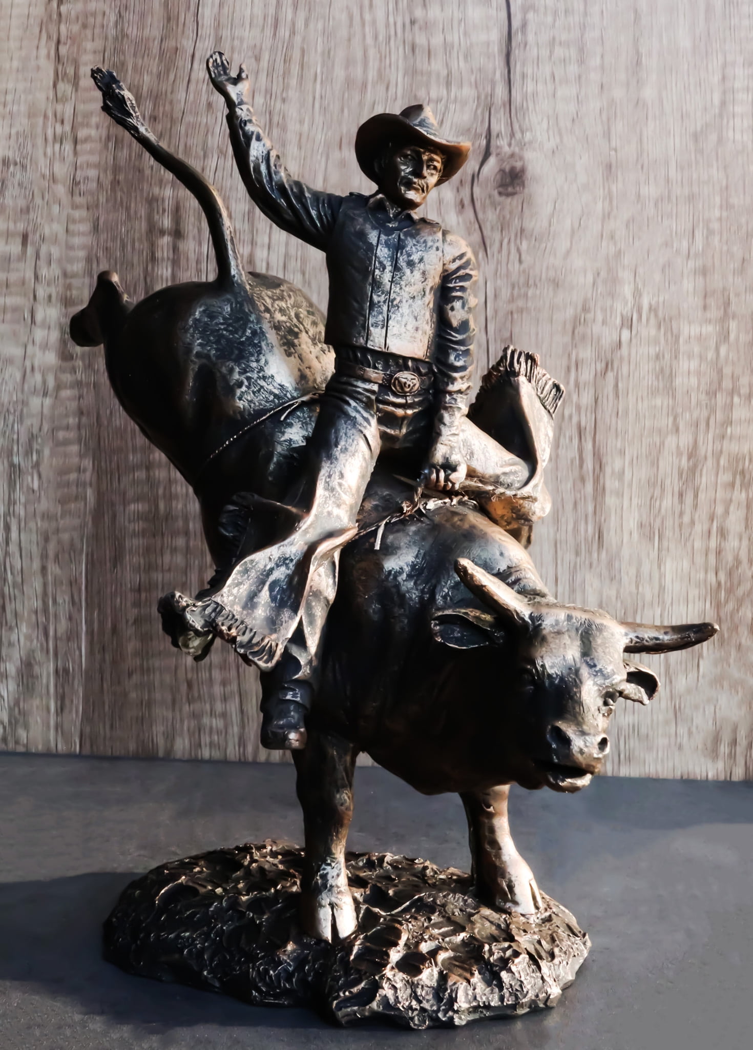 Rustic Western Wild Rodeo Bull Rider Cowboy On Bucking Bull Decorative ...
