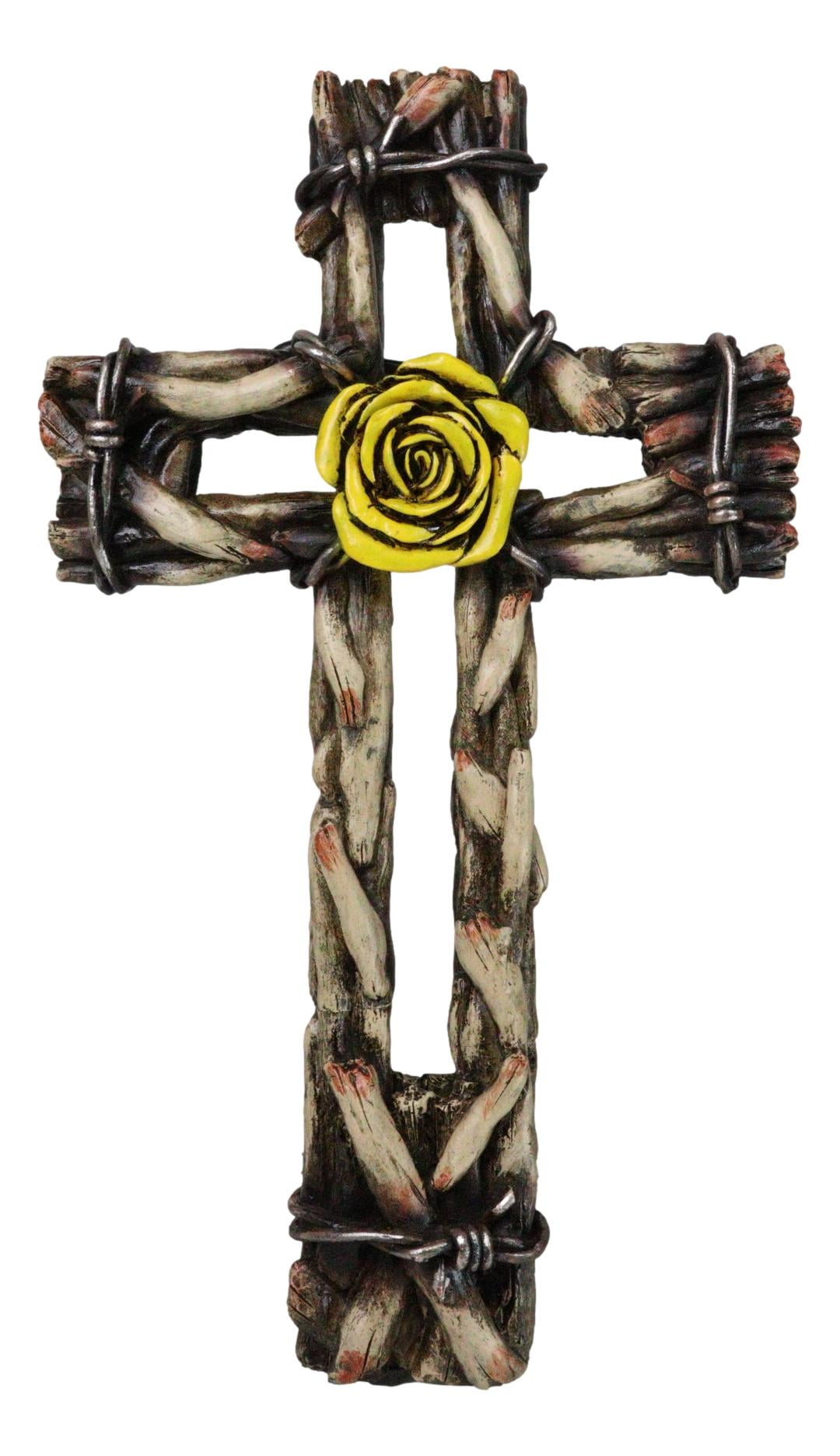 Rustic Western Yellow Rose with Distressed Faux Wood and Barbed Wires ...
