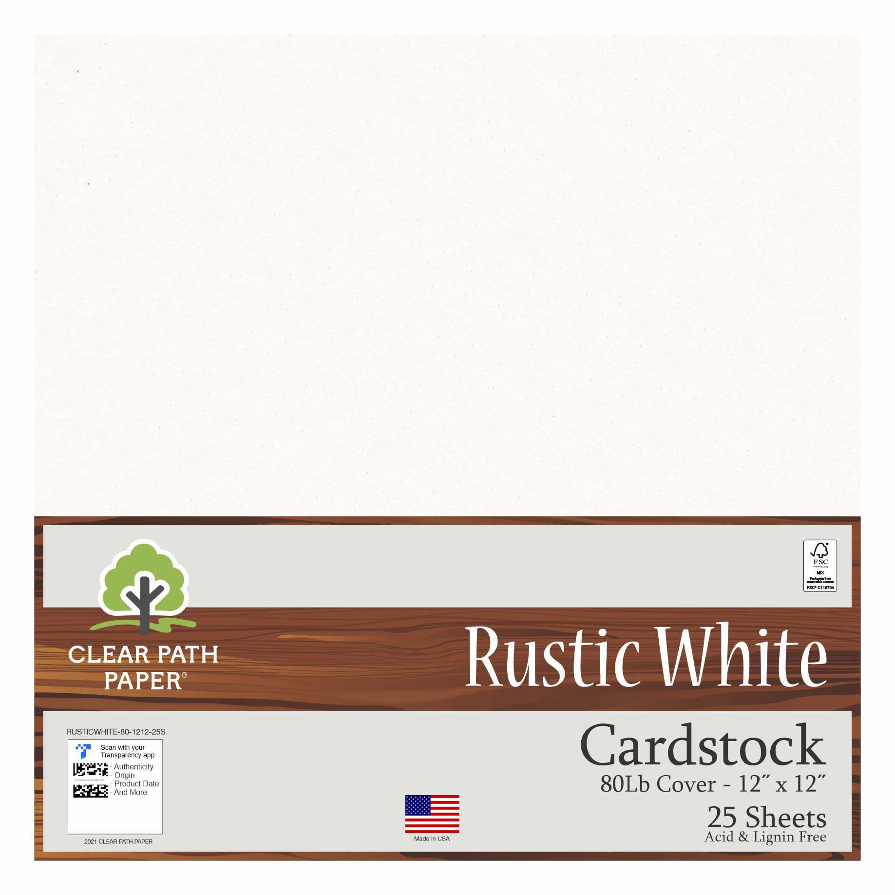 Rustic White Cardstock - 12 x 12 inch - 80Lb Cover - 25 Sheets - Clear ...