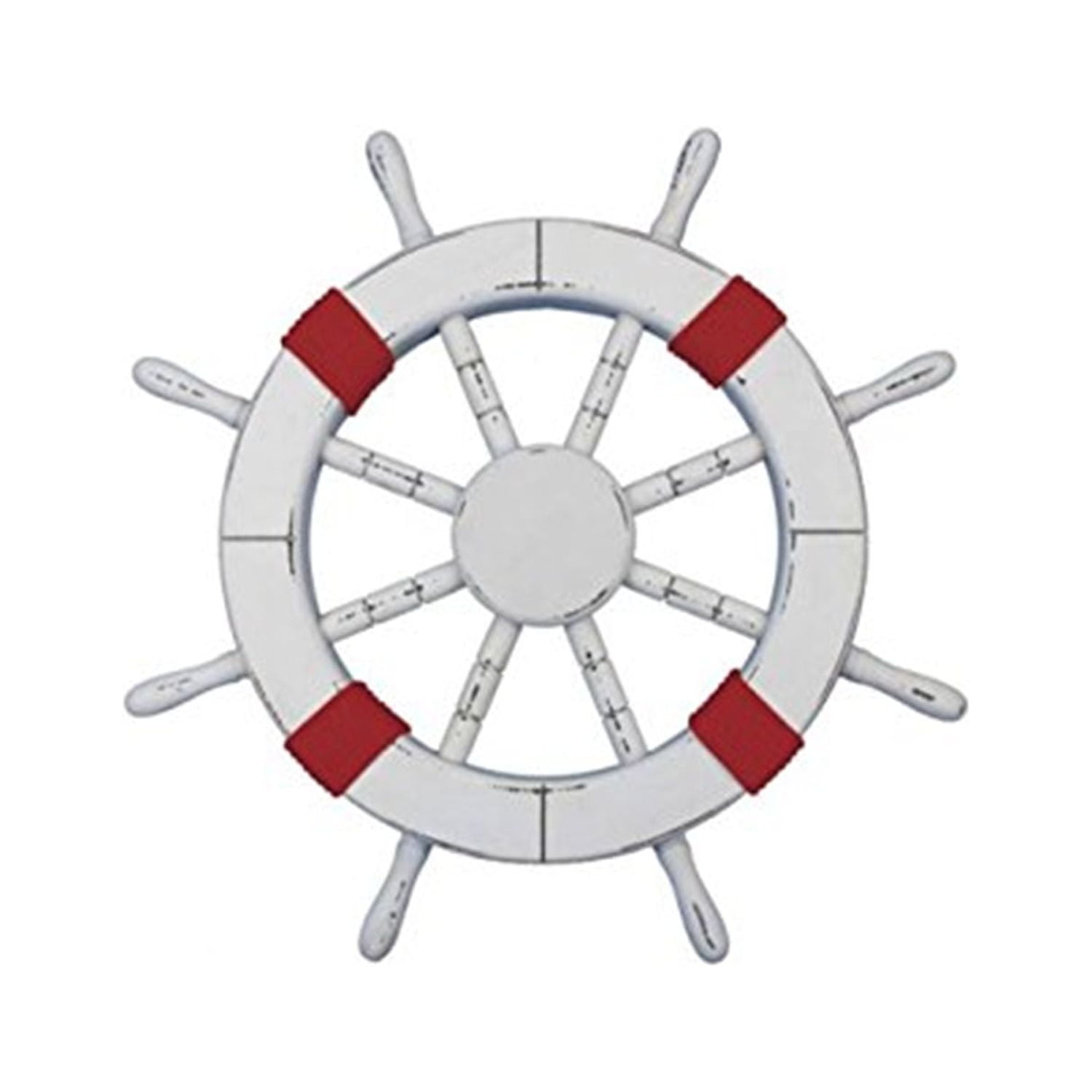 Rustic White Decorative Ship Wheel with Red Rope 18'' - Walmart.com