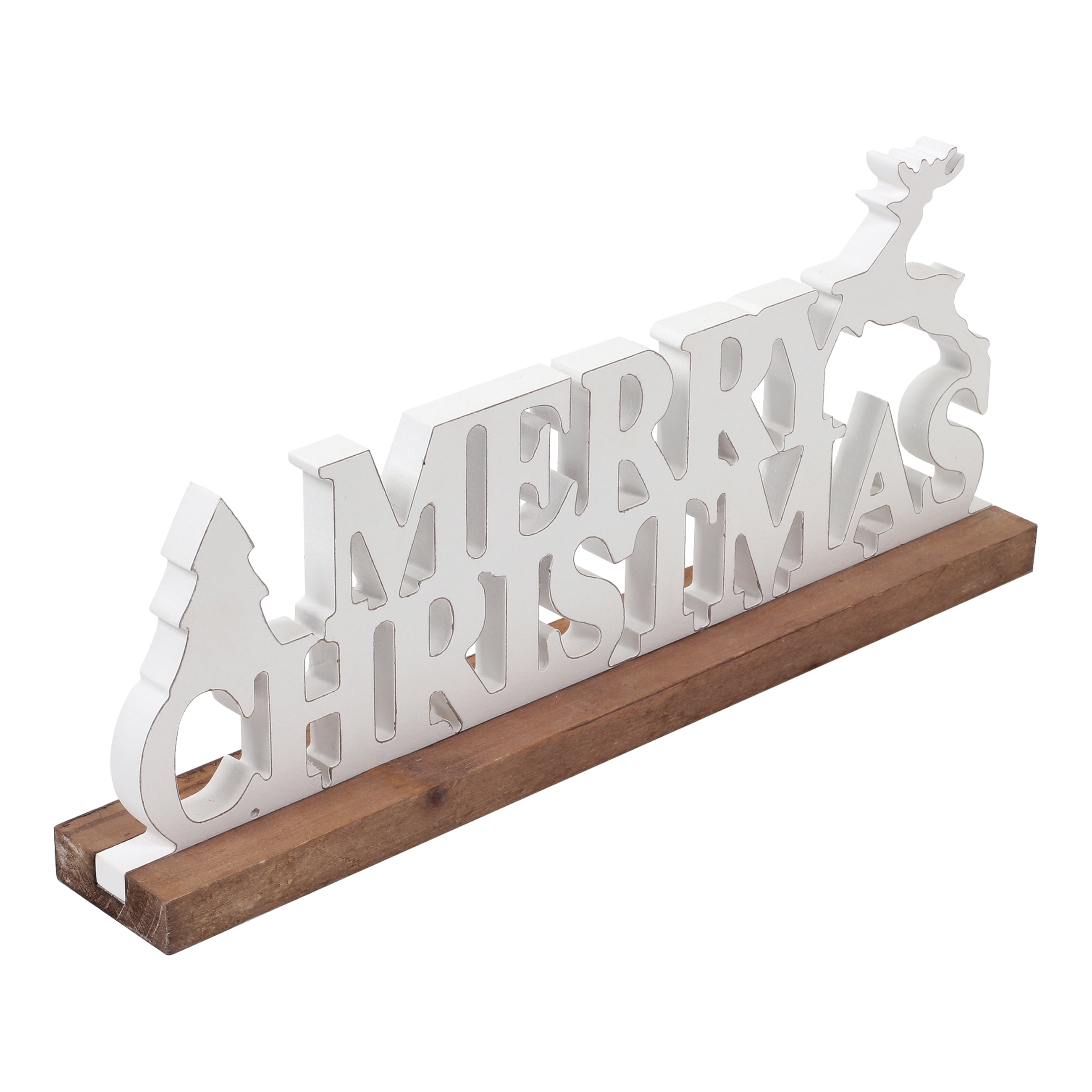Rustic White Merry Christmas Signs for Home Decor 16", Snowflake ...