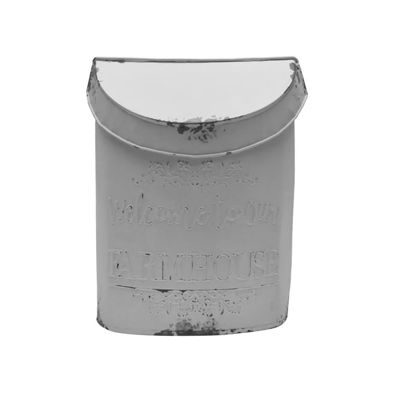 Rustic White Metal Wall Mount Farmhouse Mailbox Outside House Mail Box ...