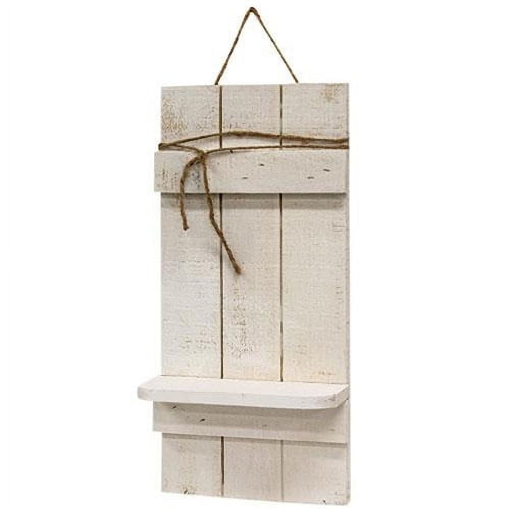 Rustic White Wood Slat Shelf w/Jute Hanger - Walmart.com