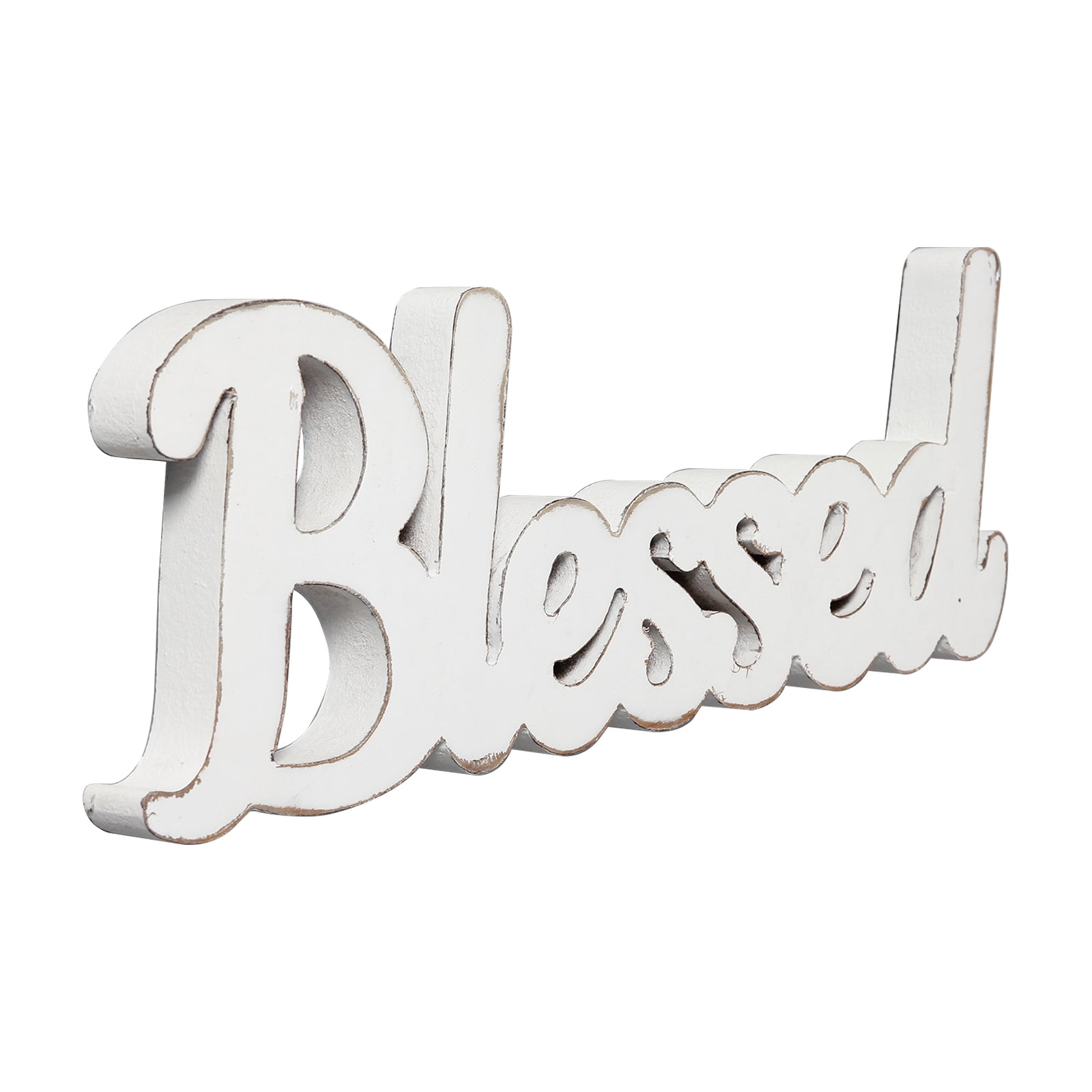 Rustic White Wooden Blessed Sign for Tabletop 15", Wall Hanging ...