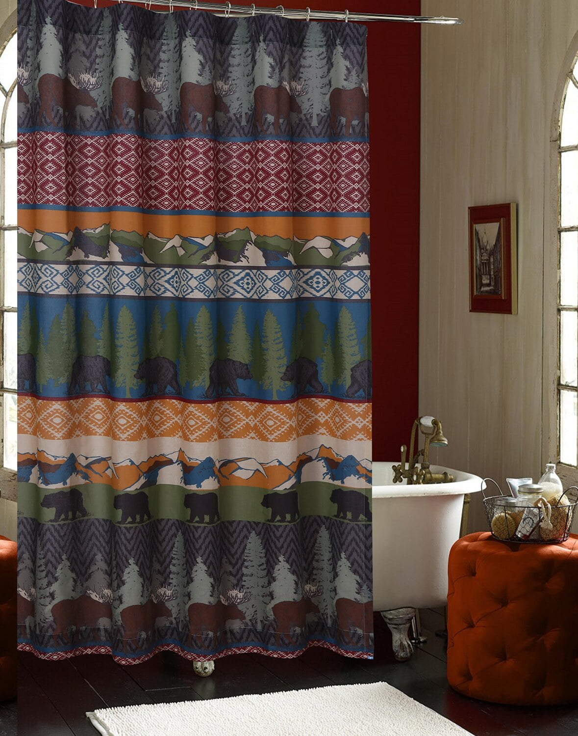 Rustic Wilderness Black Bear Shower Curtain - Walmart.com