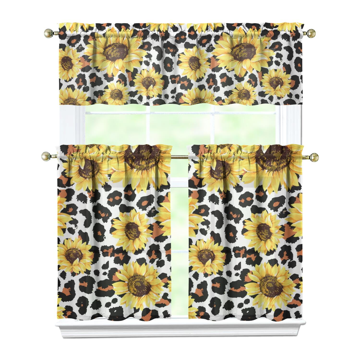 Rustic Wildflower Curtains 36 Inch - 3 Panel Farmhouse Bohemian Set ...