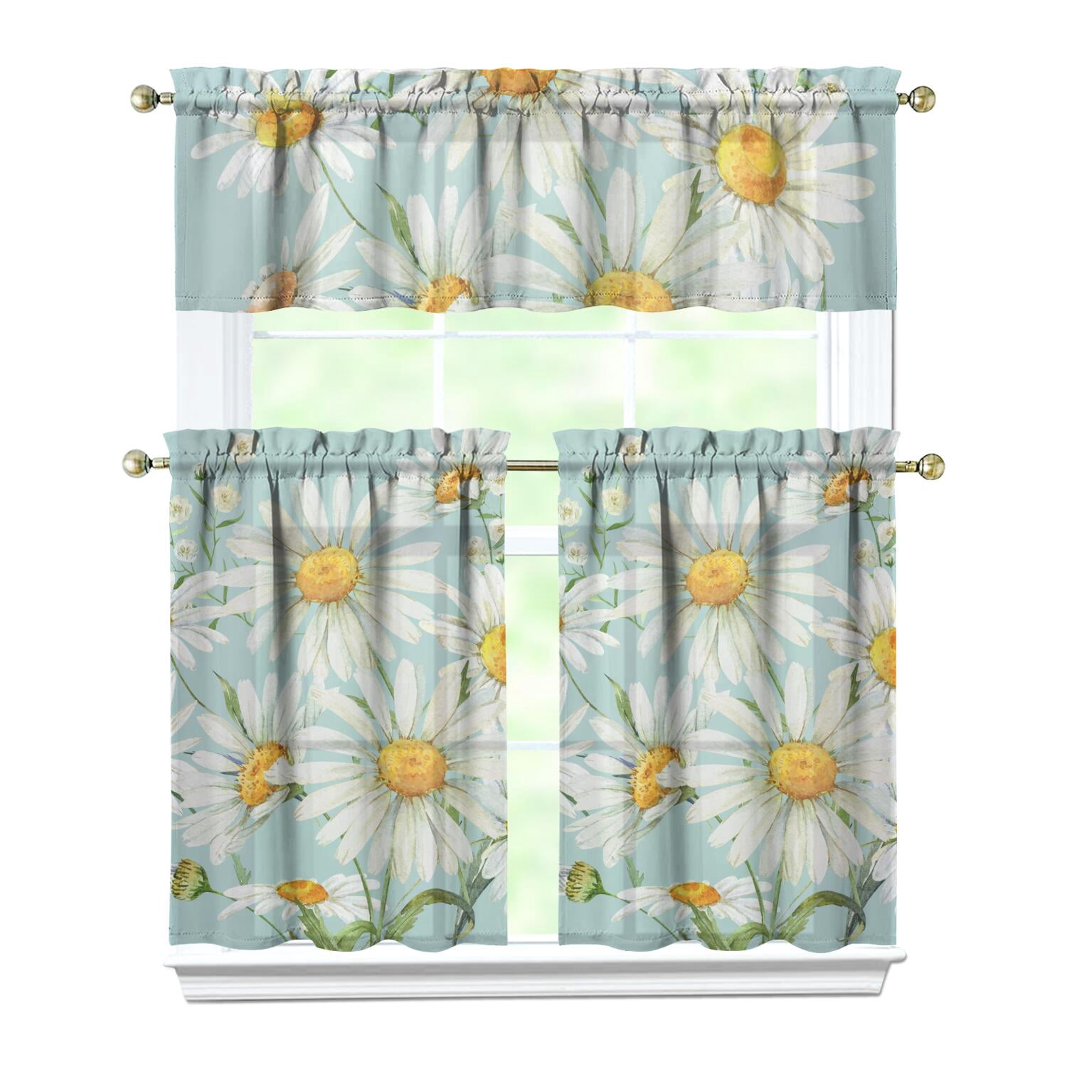 Rustic Wildflower Curtains 36 Inch - 3 Panel Farmhouse Bohemian Set ...