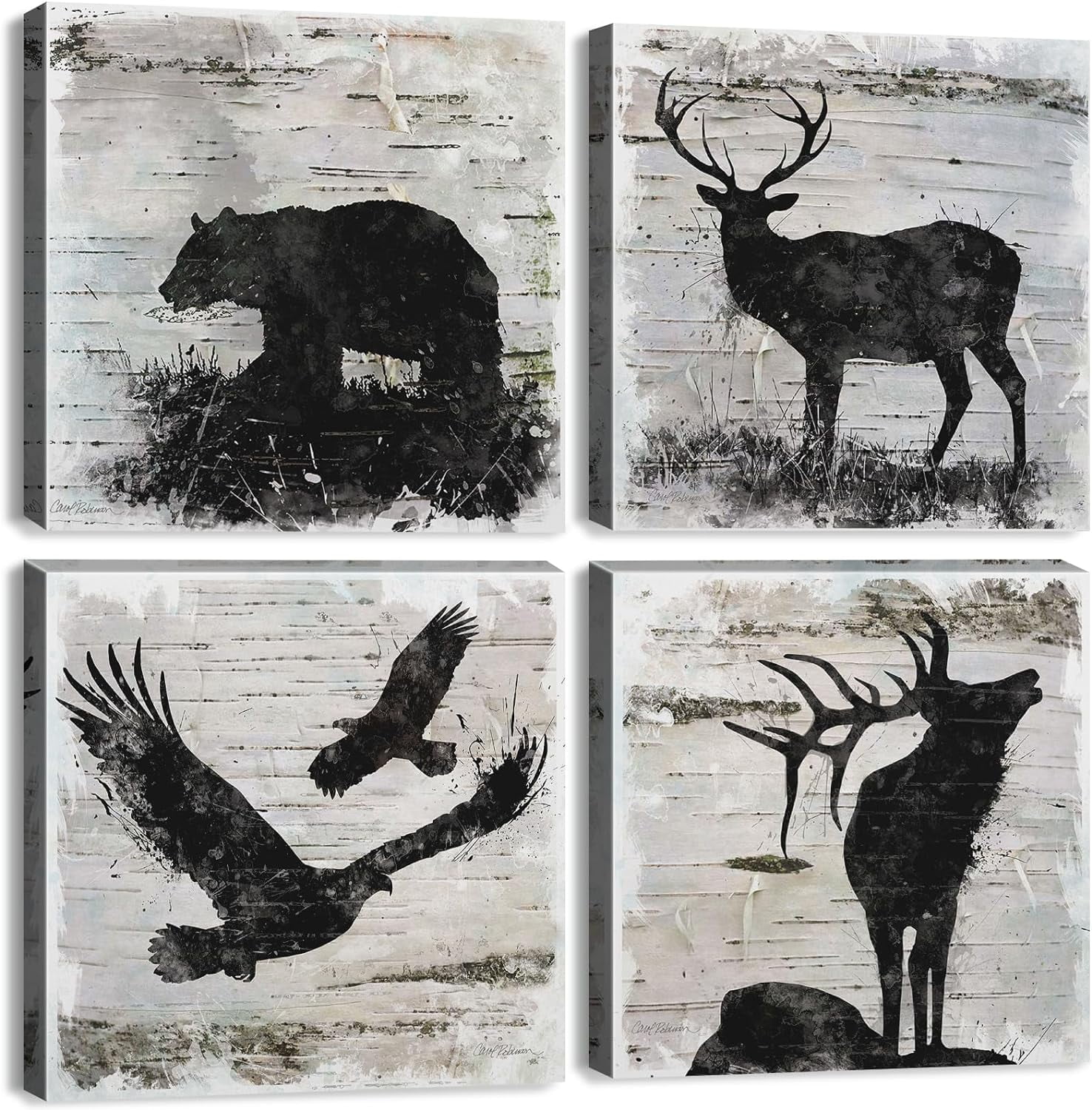 Customer reviews for Rustic Wildlife Canvas Wall Art Black Animal ...