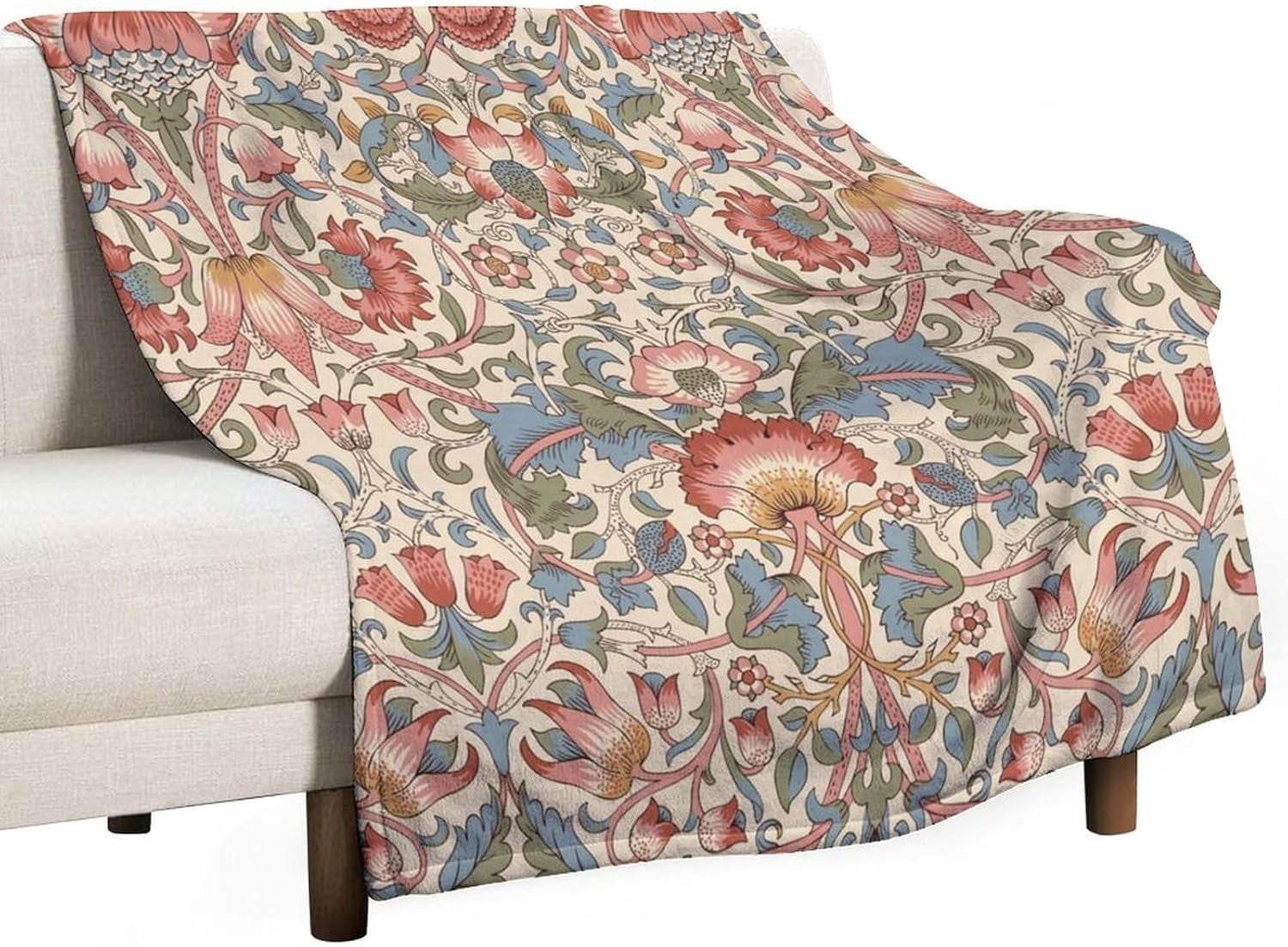 Rustic William Morris Art Print Print Throw Blanket,Vintage Mid Century ...