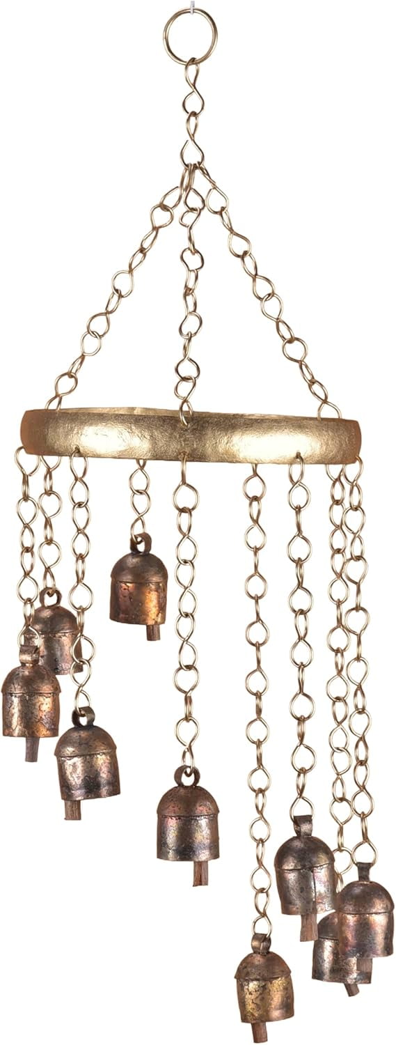 Rustic Wind Chimes for Outside – 18" Handmade Metal Hanging Bells ...