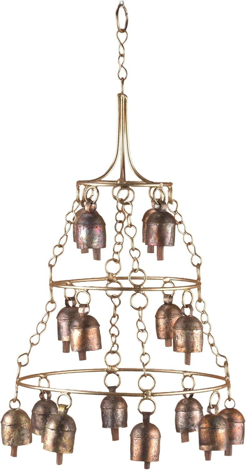 Rustic Wind Chimes for Outside – Handcrafted Tiered Bell Chime with ...