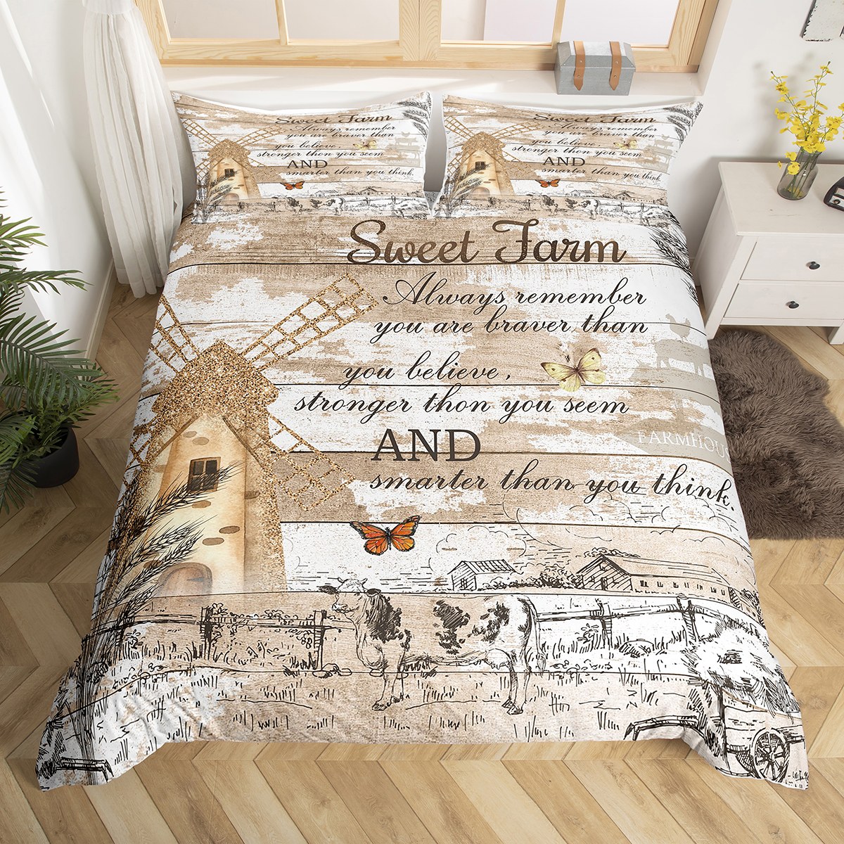 Rustic Windmill Farmhouse Bedding Set Windmill Bedroom Decor, Farm ...