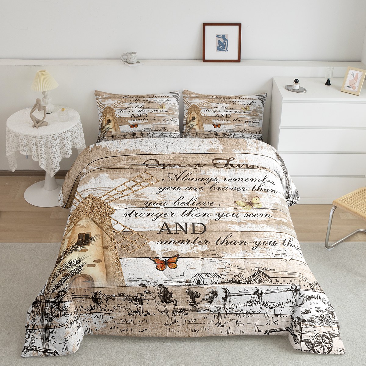 Rustic Windmill Farmhouse Comforter Set Windmill Bedroom Decor, Farm ...