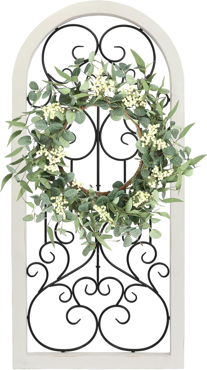 Rustic Window Frame Wall Decor, Distressed Farmhouse Wood and Metal ...