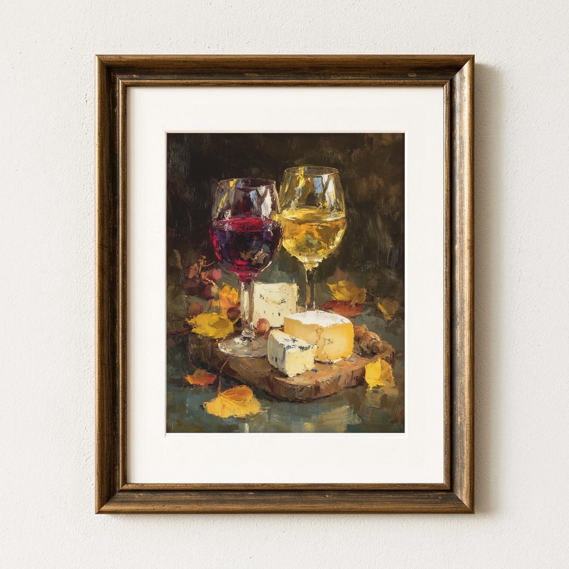 Rustic Wine and Cheese Still Life Print Poster Fall Impressionist Art ...