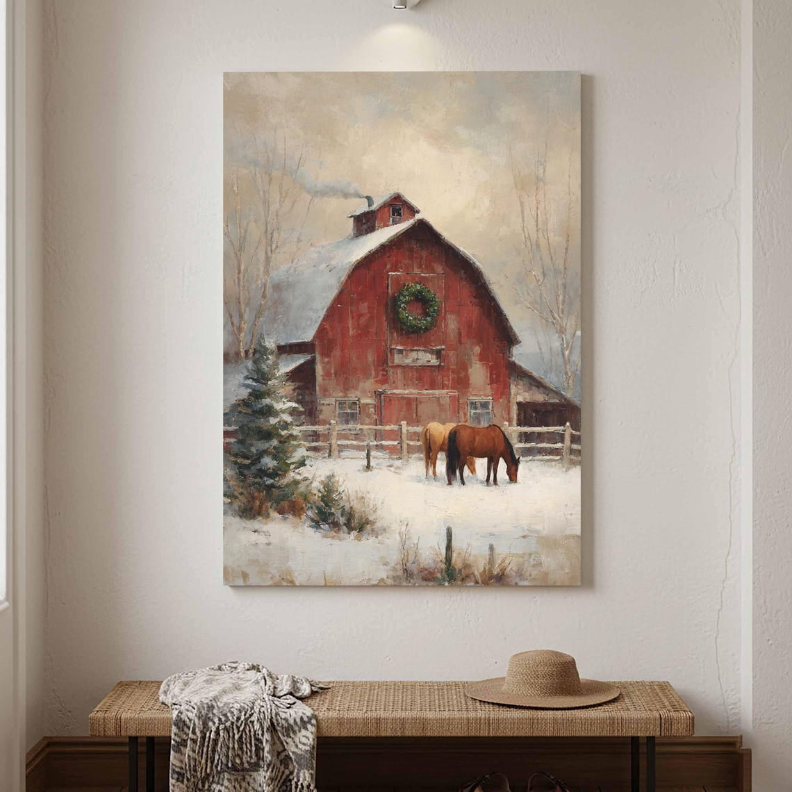 Rustic Winter Barn Wall Art Print, Farmhouse Country Decor - Walmart.com