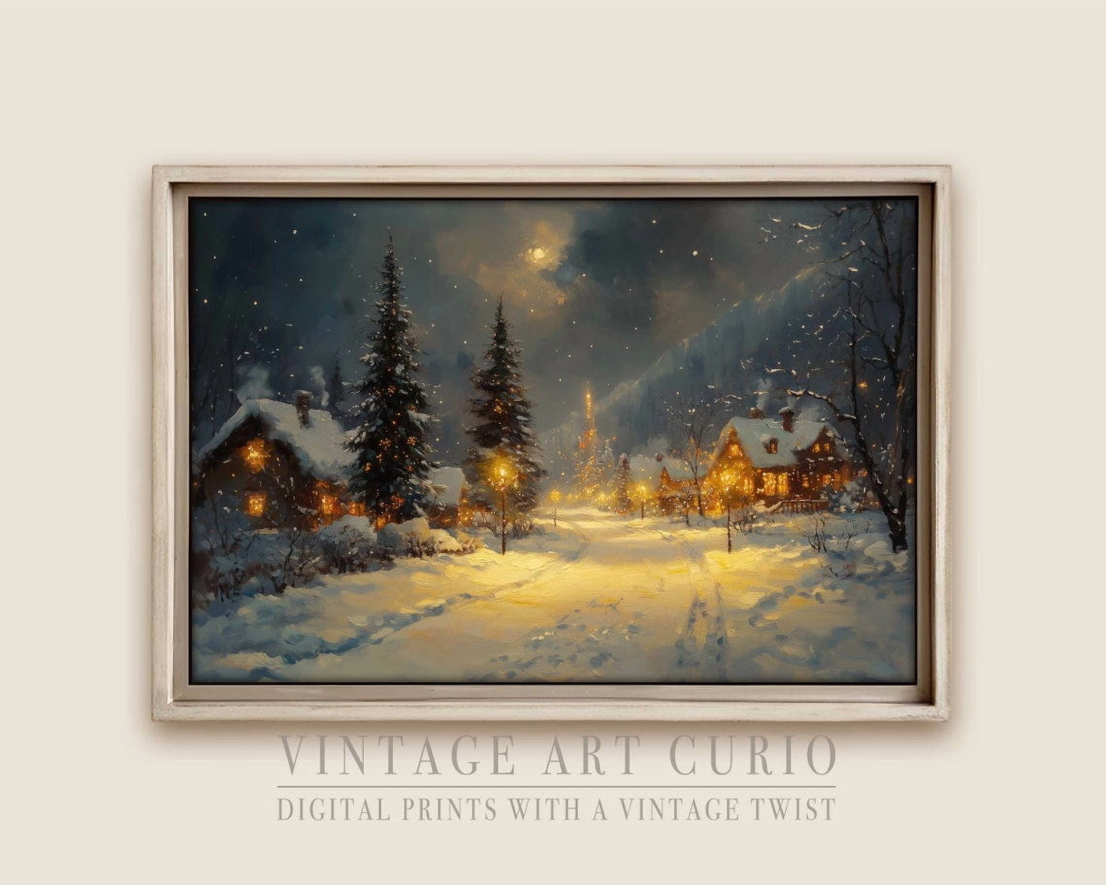 Rustic Winter Cabin, Snowy Winter Scene At Dusk, Vintage Style Winter ...