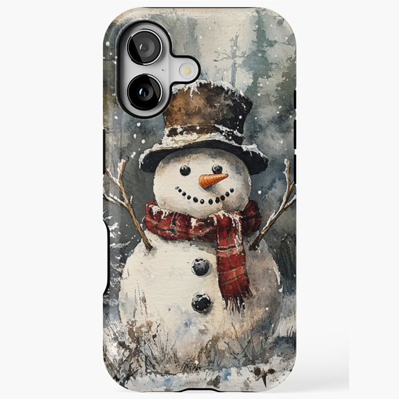 Rustic Winter Charm Snowman Case for iPhone 11 12 13 14 15 16 17 Pro ...