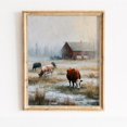 Rustic Winter Cows Farmhouse Barn Landscape Wall Art Nature Wildlife ...