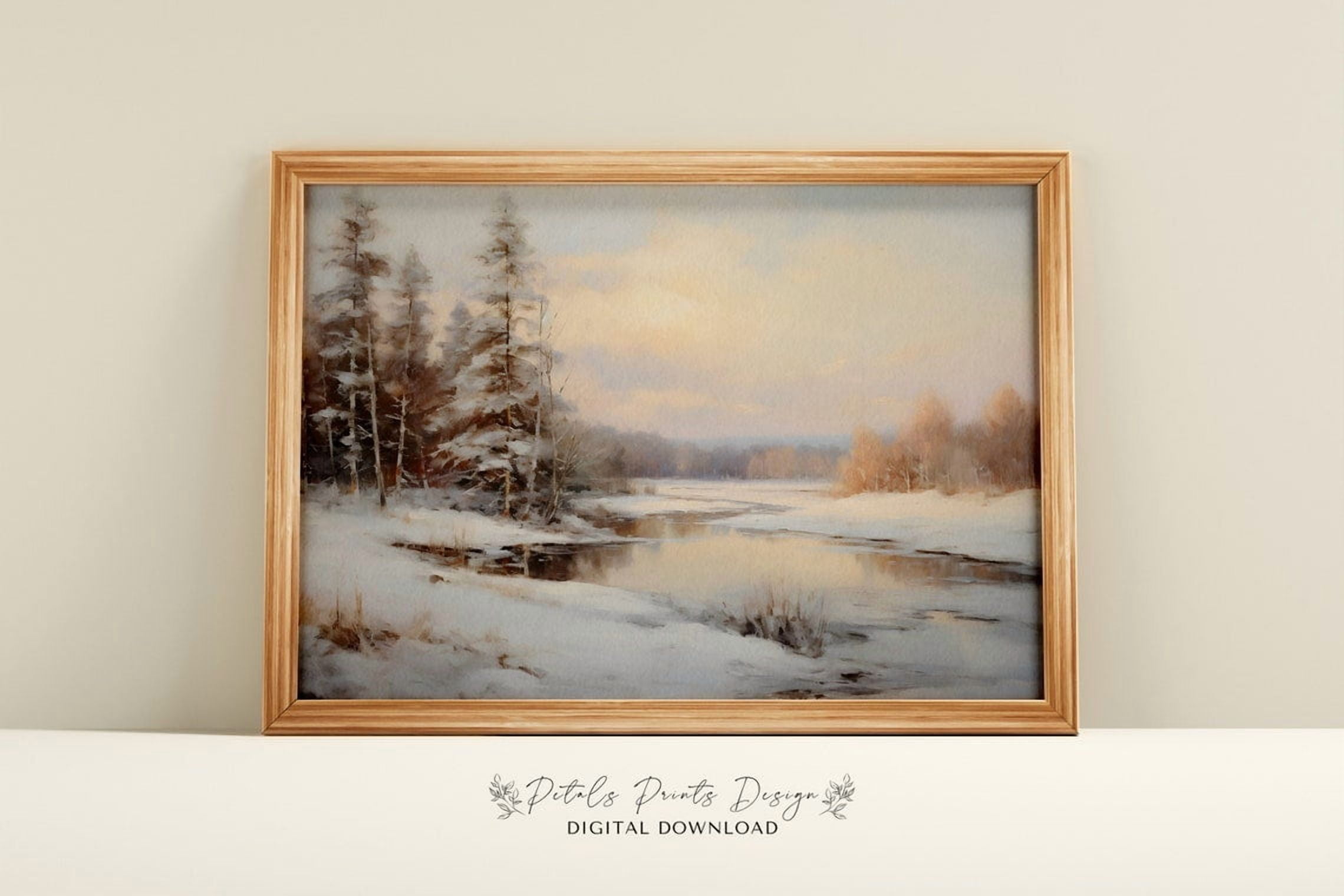 Rustic Winter Landscape Print, Snowy Countryside #2069 Warm Present ...
