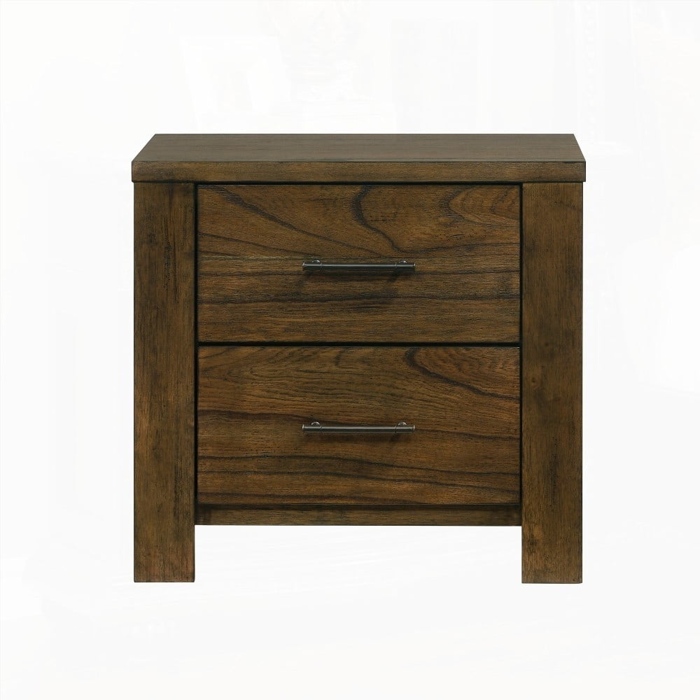 Rustic Wire Brushed Oak 2-Drawer Nightstand - No Assembly - Walmart.com