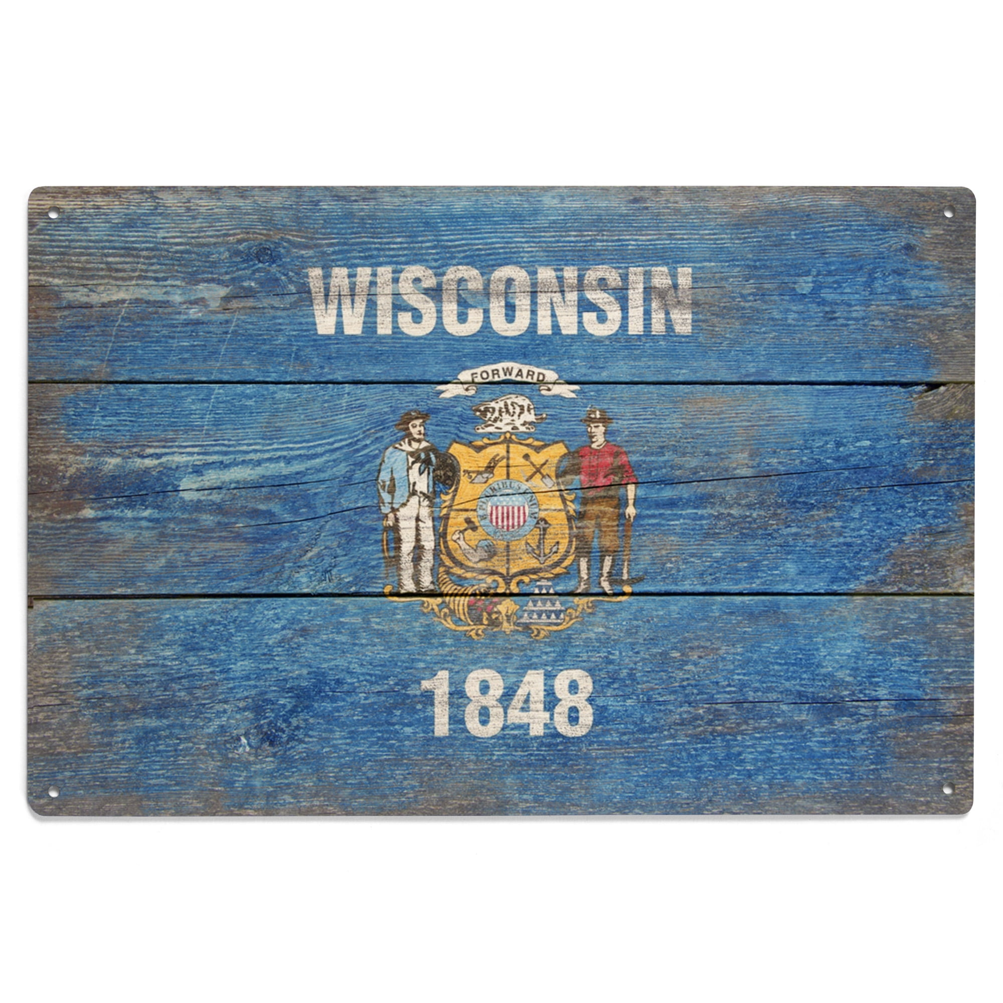 Rustic Wisconsin State Flag Birch Wood Wall Sign (6x9 Rustic Home Decor ...