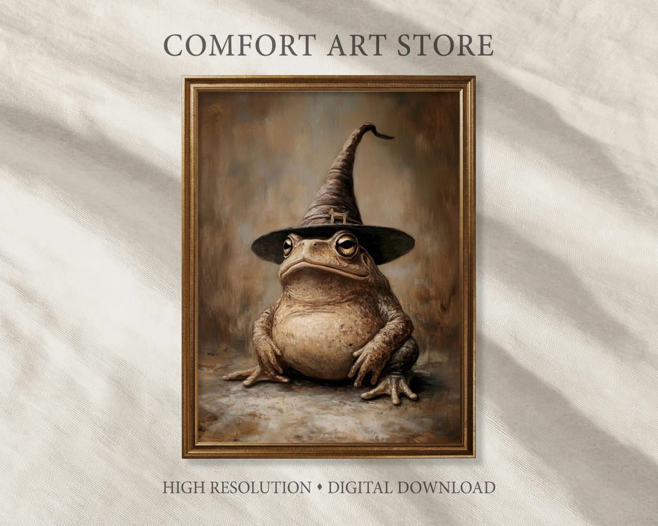 Rustic Witch Toad Wall Art Print, Halloween Frog And Dark Academia ...