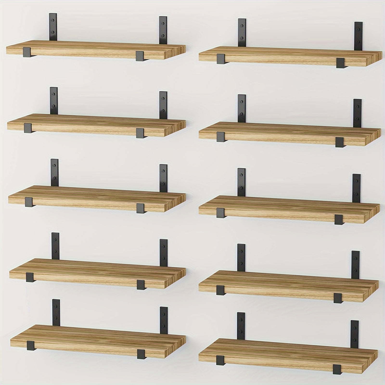 Rustic Wood 10pcs Floating Shelves for Wall - 15.8*5.9in Book Shelves ...