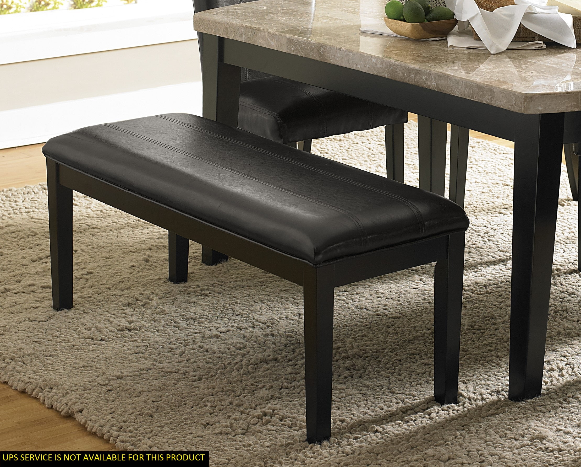 Rustic Wood 49" Bench with Espresso Finish and Faux Leather Upholstery ...