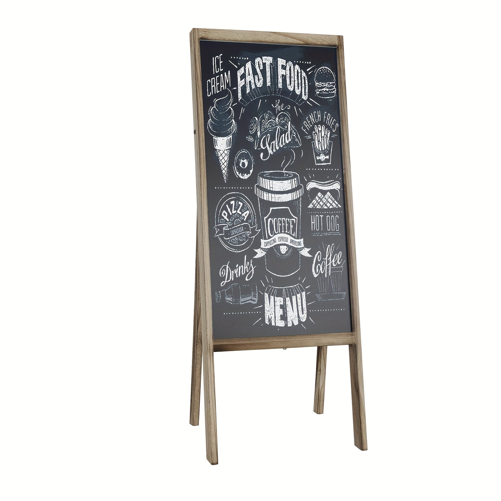 Rustic Wood A-Frame Sidewalk Chalkboard Sign - Freestanding Sturdy Menu ...