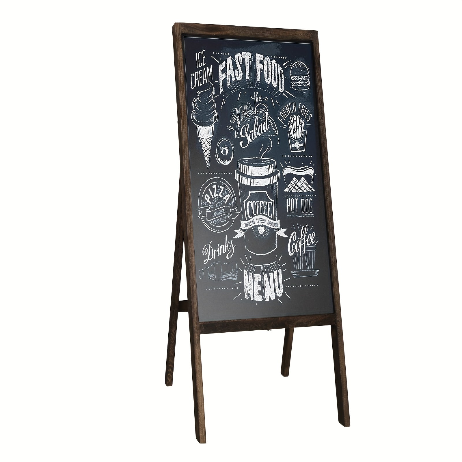 Rustic Wood A-Frame Sidewalk Chalkboard Sign - Freestanding Sturdy Menu ...