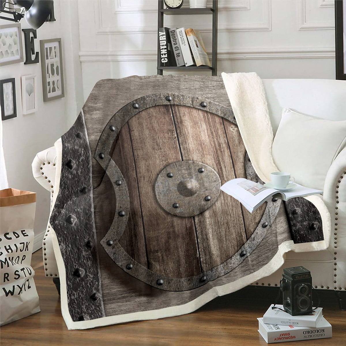 Rustic Wood Barn Door Fuzzy Blanket Vintage Brown Wooden Barn Door ...