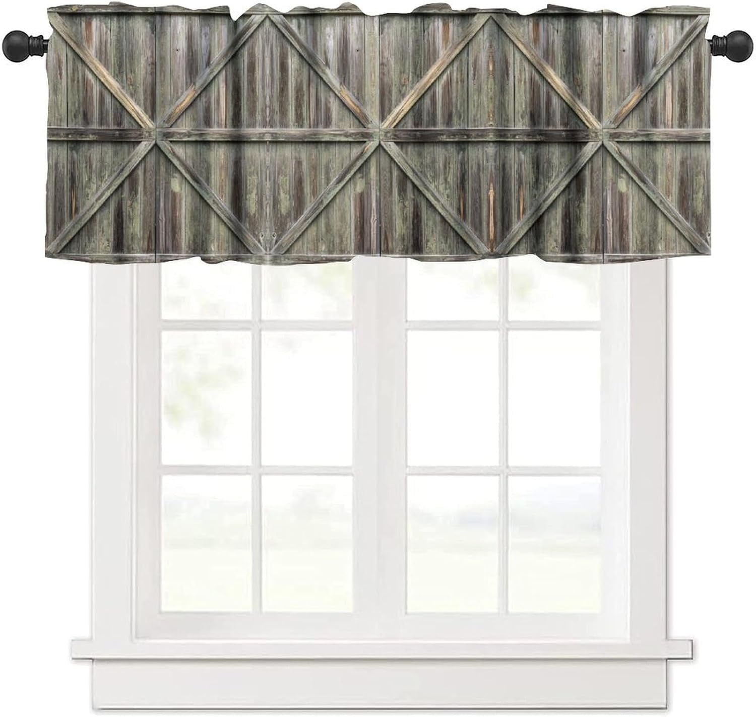 Rustic Wood Barn Door Valances Set for Kitchen, Old Wood Farmhouse ...