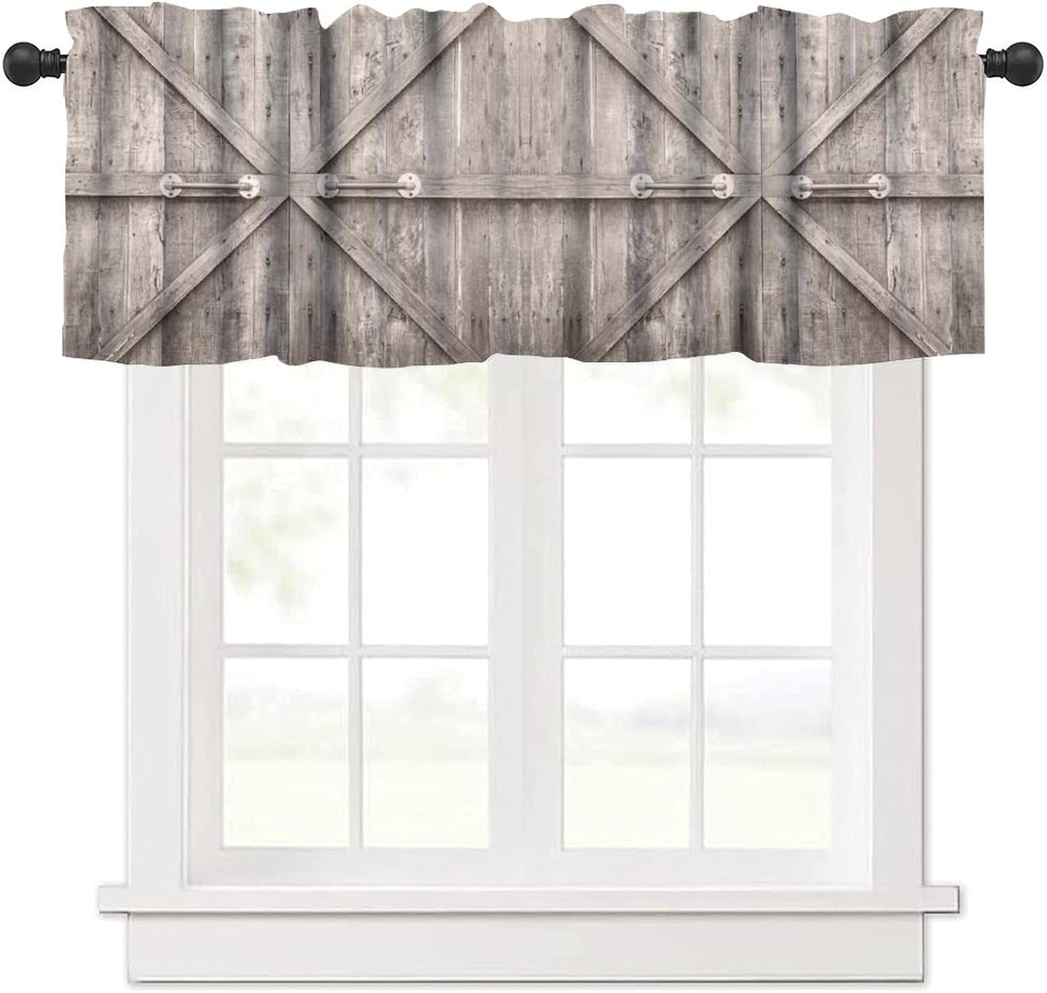 Rustic Wood Barn Door Valances Set for Kitchen, Old Wood Farmhouse ...